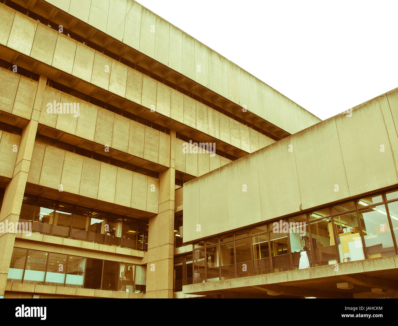 Vintage look Birmingham Central Library, iconic brutalist concrete ...
