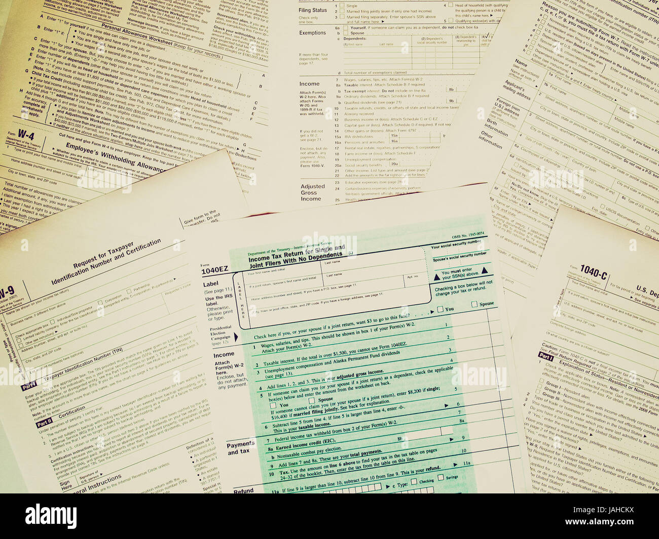 Vintage looking Range of various blank USA tax forms Stock Photo - Alamy