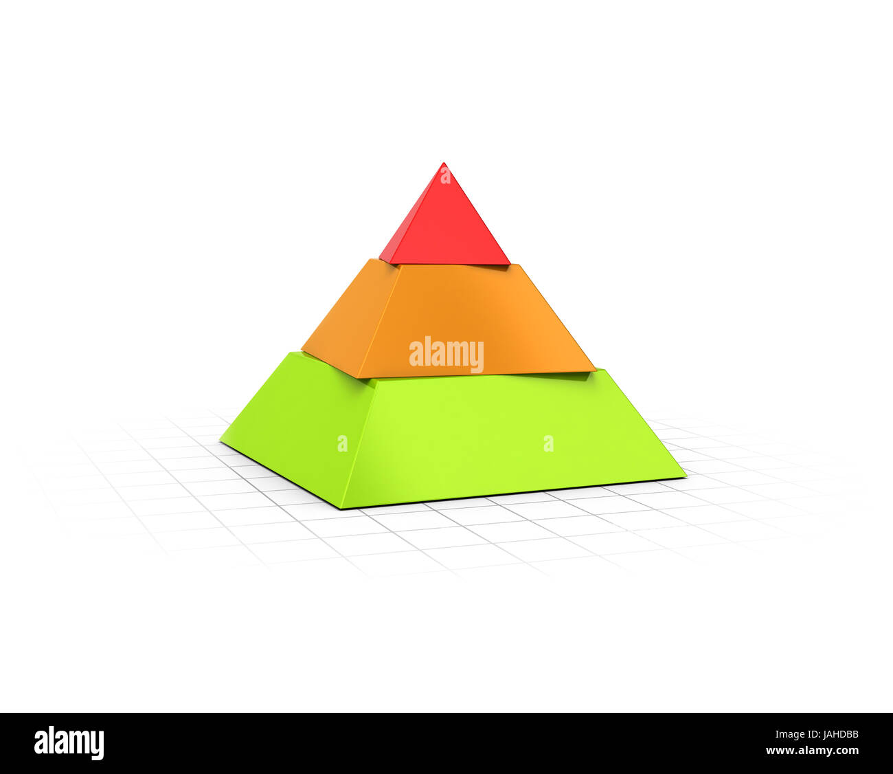 Conceptual 3D render of a three layers pyramid over perspective ...