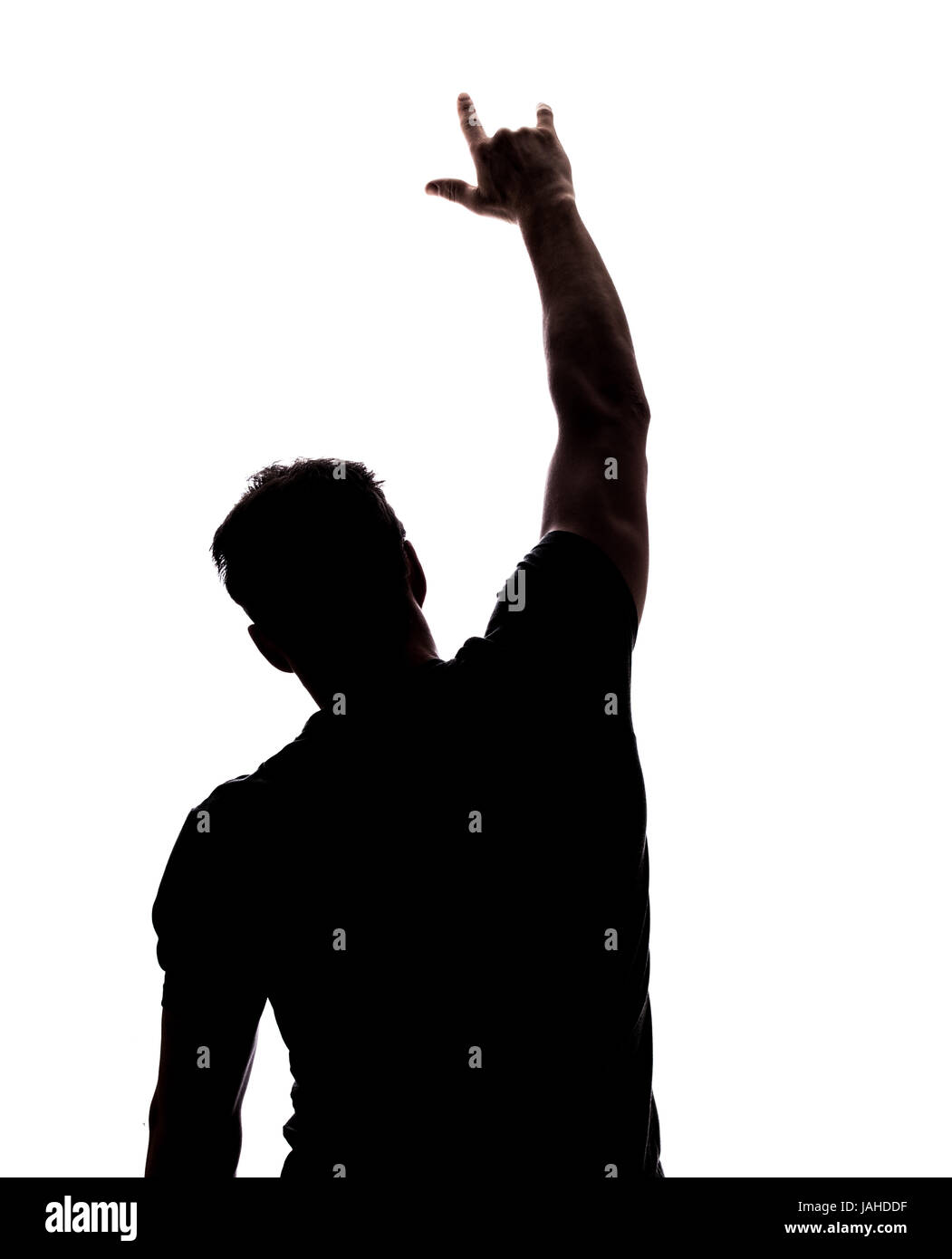 Man partying in silhouette isolated over white background Stock Photo ...