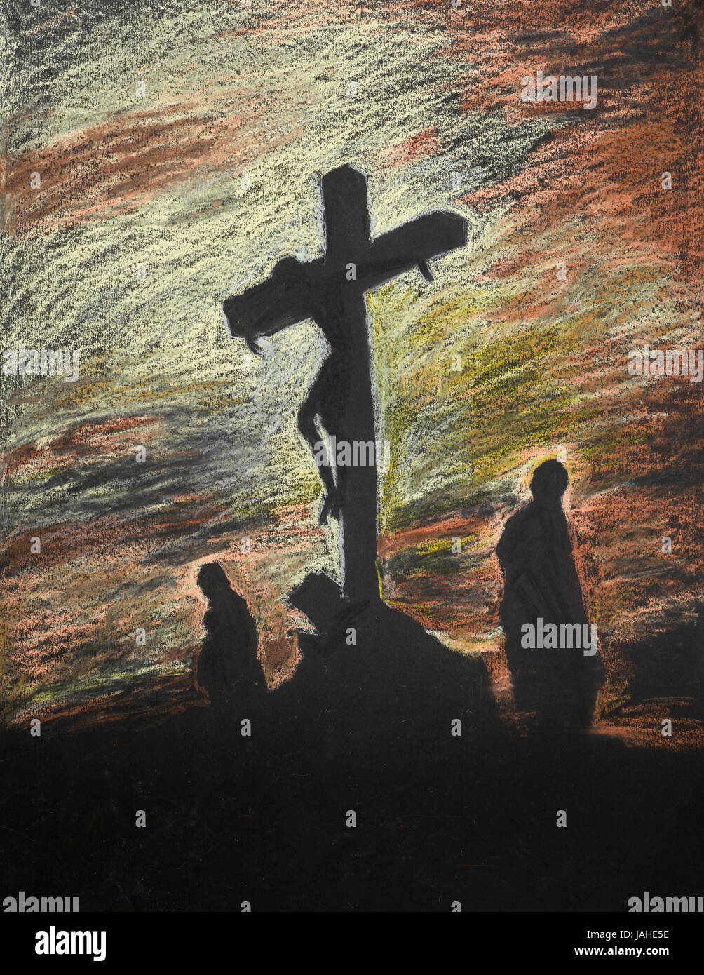 hand drawn pastel representation of religious scene Stock Photo - Alamy