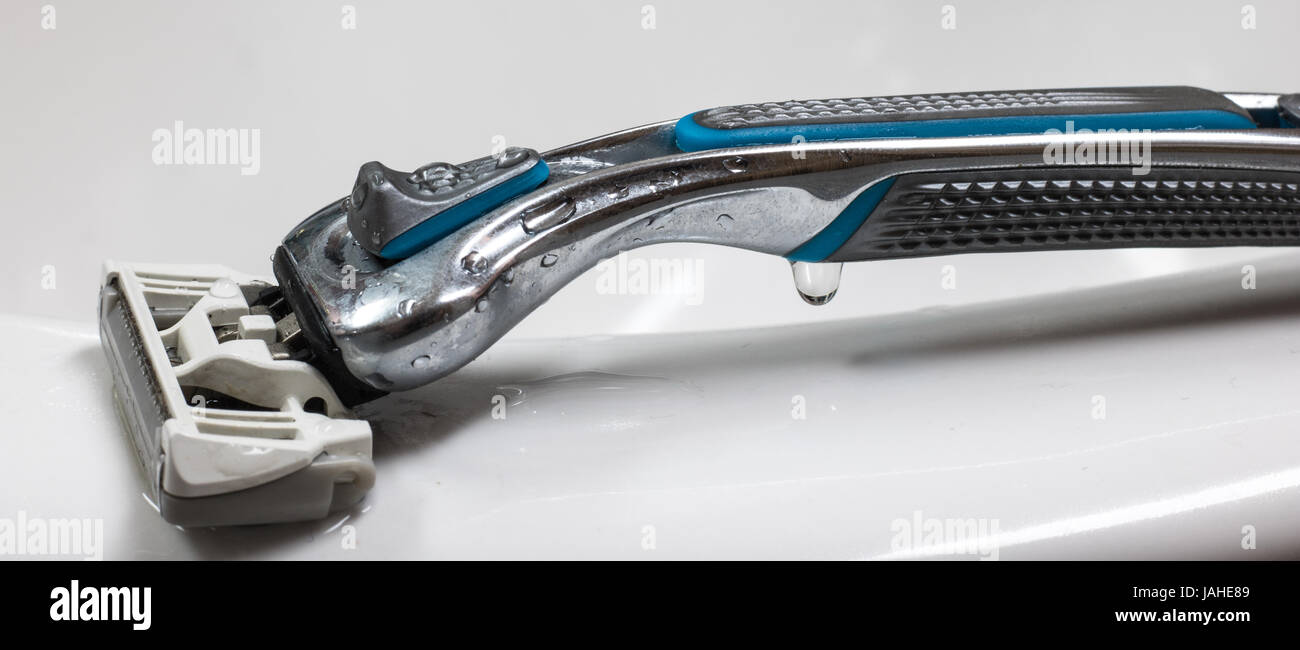 Razor on Bathroom Sink Stock Photo - Alamy
