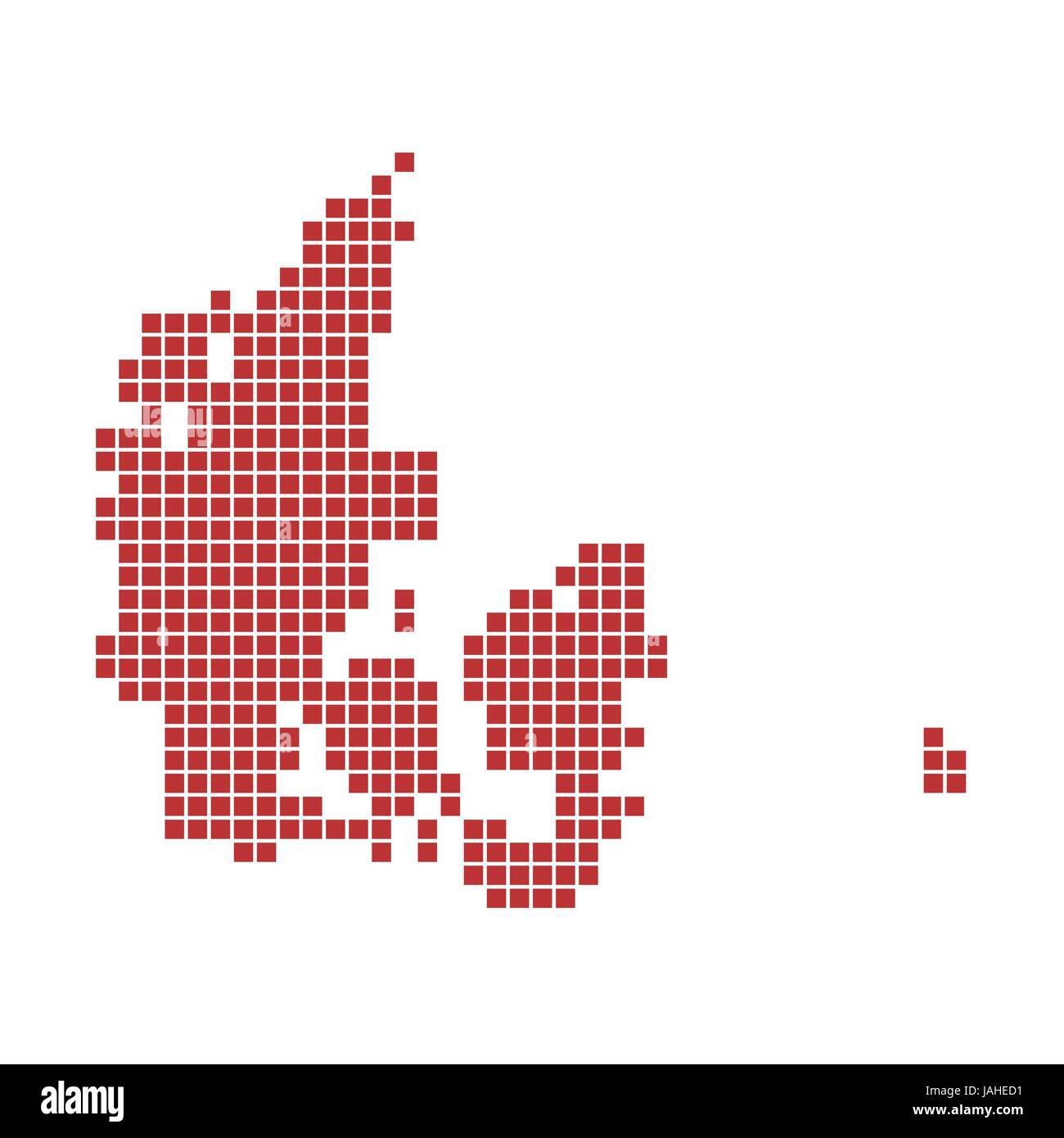 map of denmark of red pixels Stock Photo - Alamy