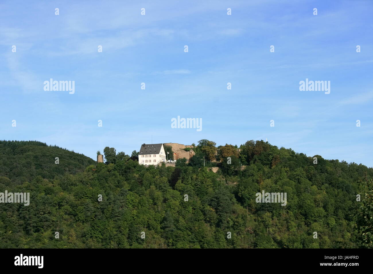 View of the castle ruins Kyrburg in Kirn, Germany Ansicht der Burgruine ...