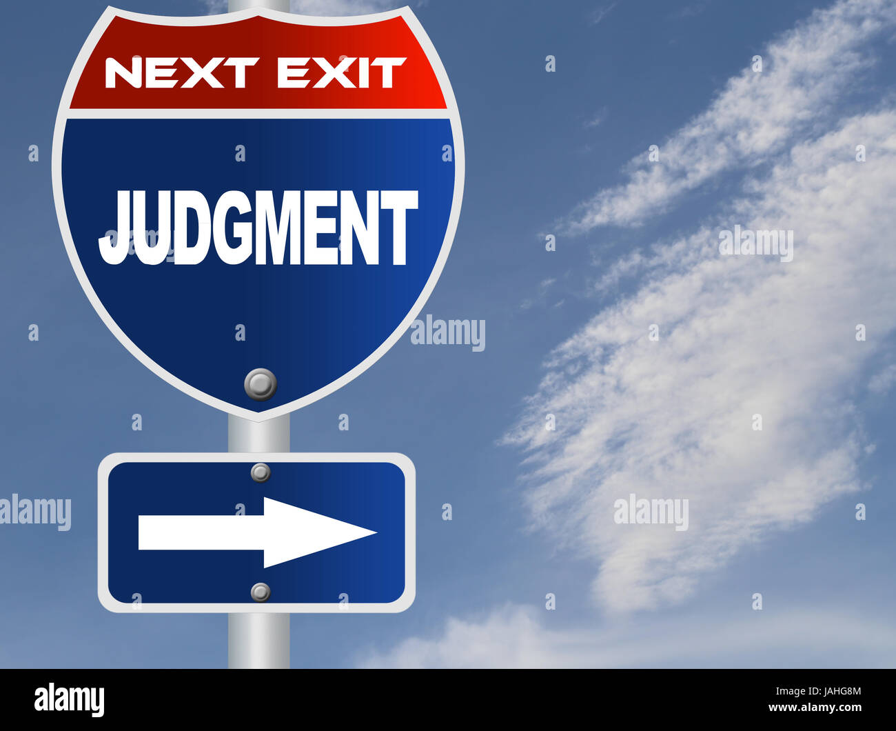 Judgment road sign Stock Photo - Alamy