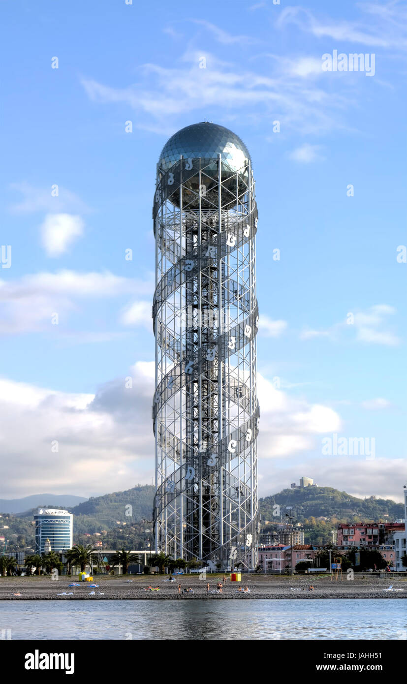 Alphabet Tower in Batumi, Georgia Stock Photo - Alamy