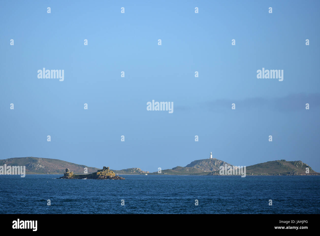 Northern Scilly Isles and Round Island Light lighthouse Stock Photo - Alamy