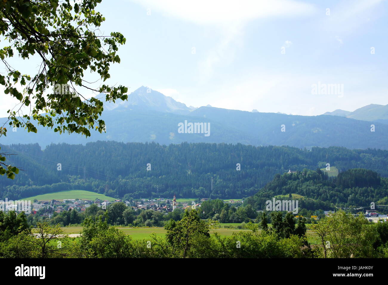 Inntal bei Innsbruck mit Völs Stock Photo - Alamy