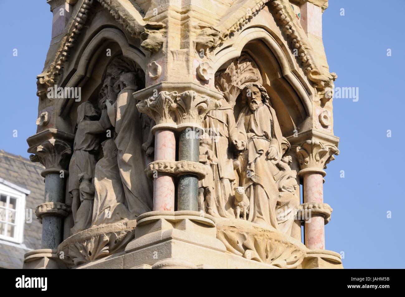 Drinking Fountain, Market Place, Saffron Walden, Essex, Carved panels ...