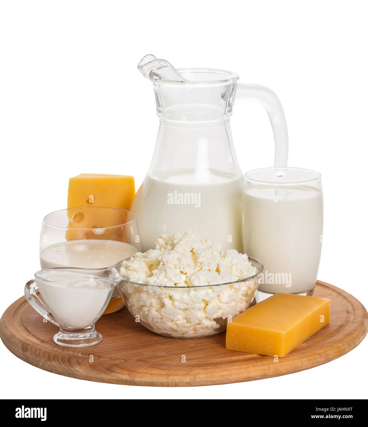 still life of dairy products on white background Stock Photo - Alamy