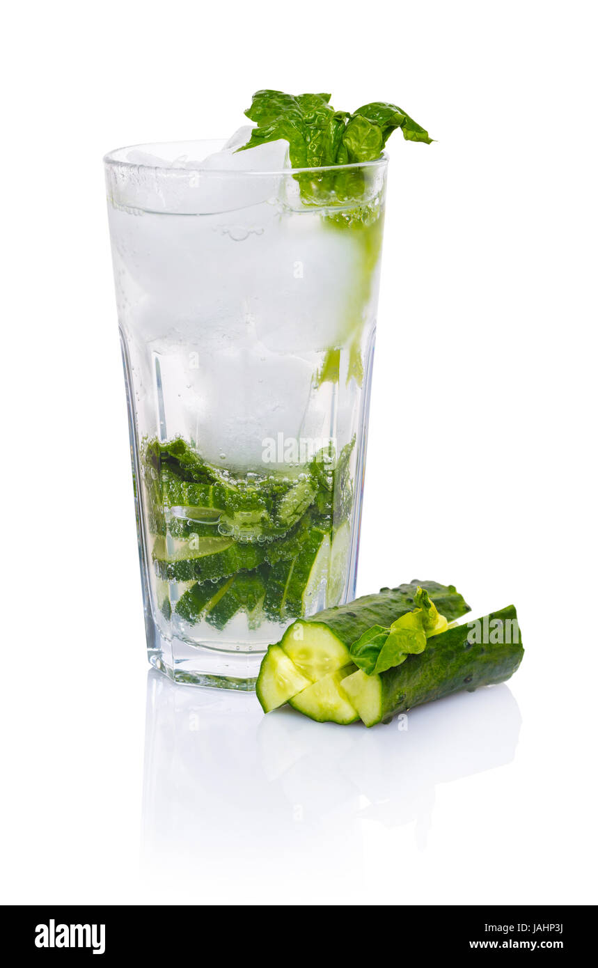 Cucumber spinach cocktail on white isolated background Stock Photo - Alamy
