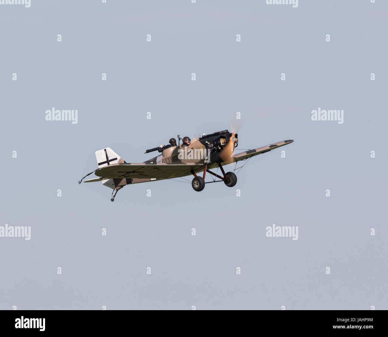 A replica Junkers CL1 aircraft of The Great War Display Team flying at ...