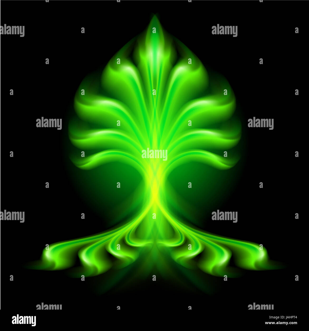 Abstract green fire flower on black background Stock Photo - Alamy