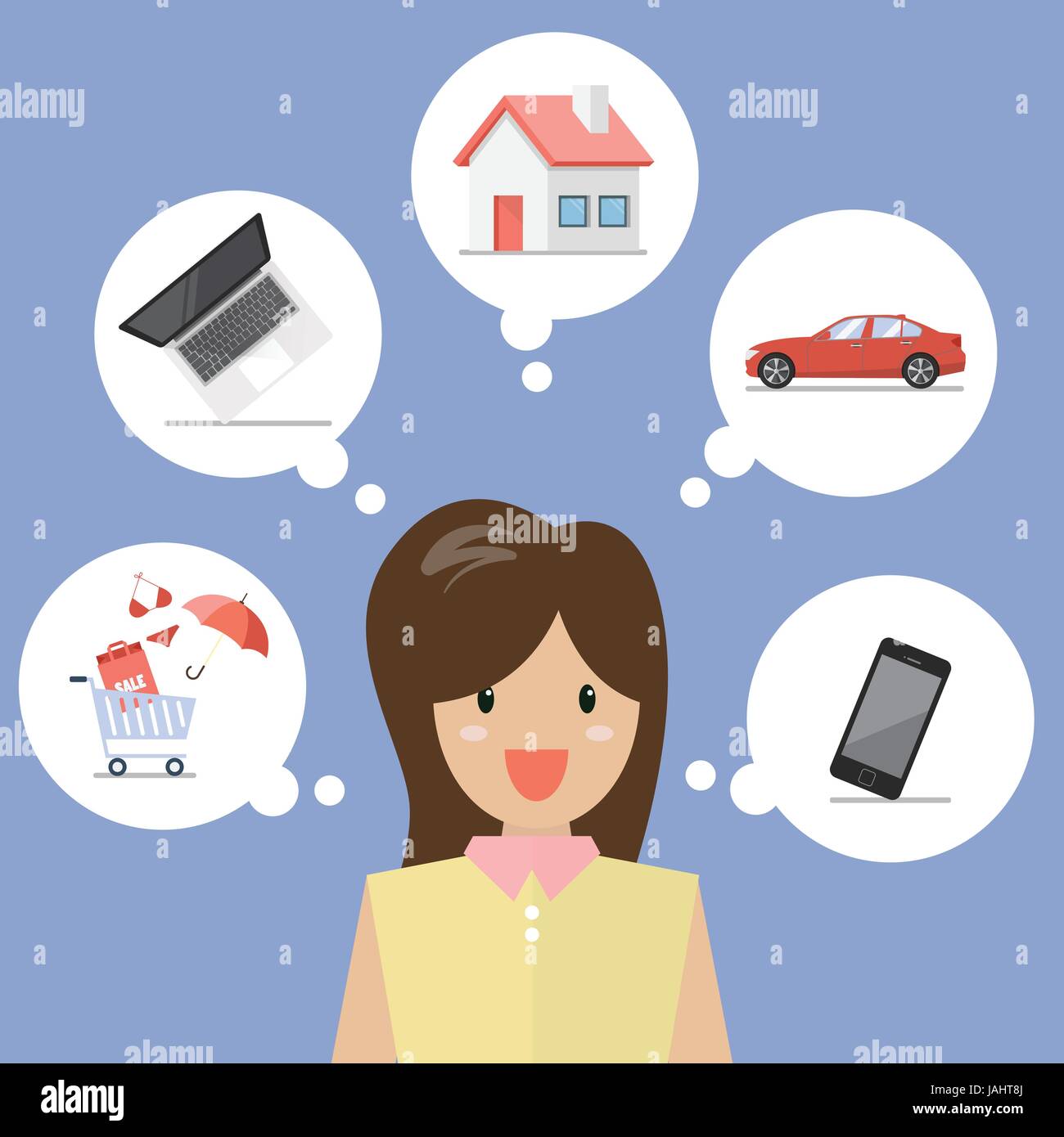 Laptop business woman thinking Stock Vector Images - Alamy