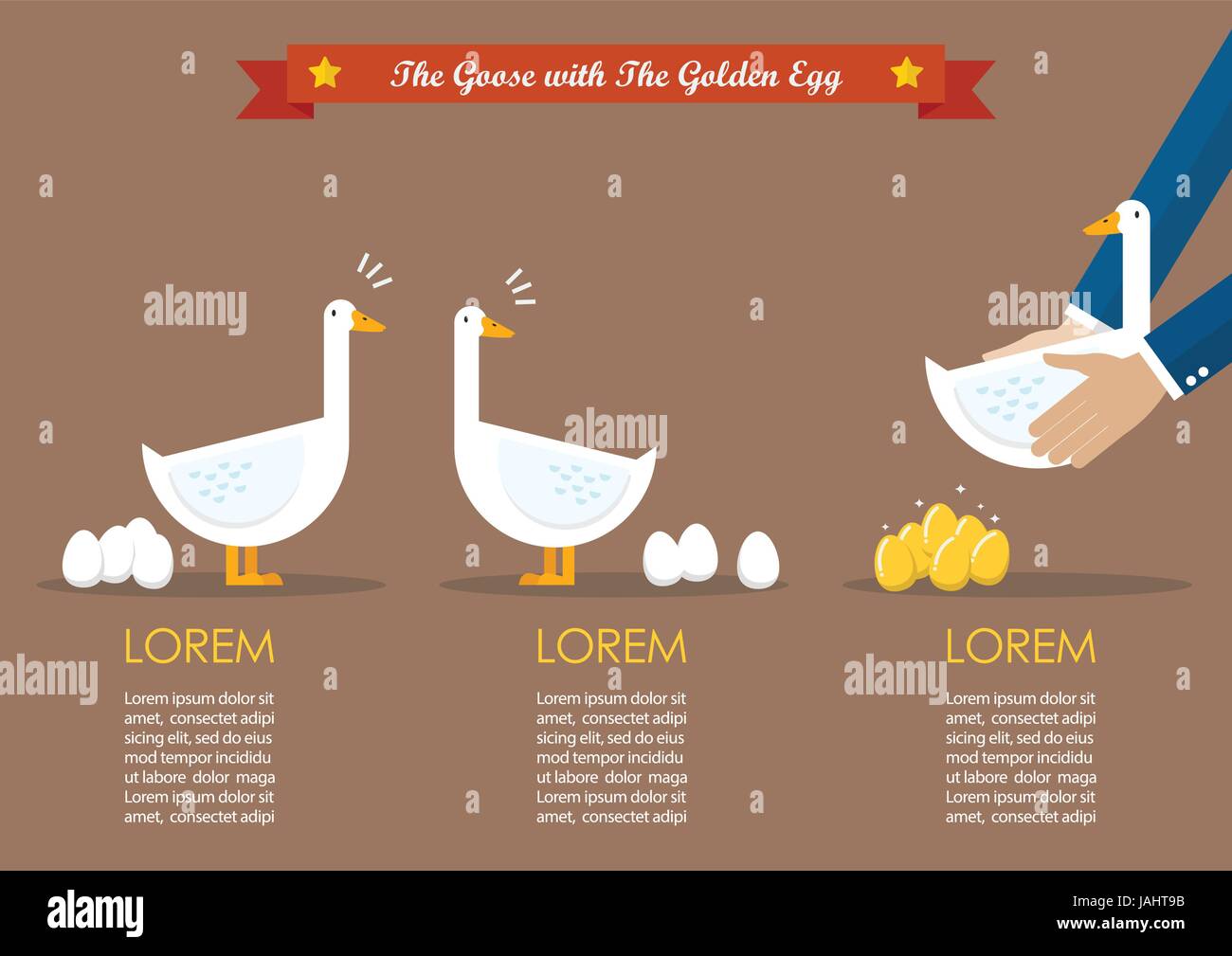 Businessman carrying special goose among ordinary goose infographic ...