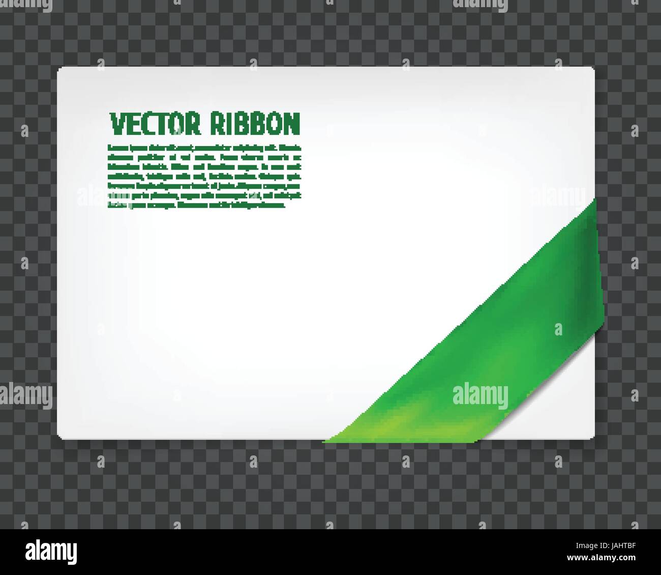 White card with green corner ribbon, vector illustration Stock Vector ...