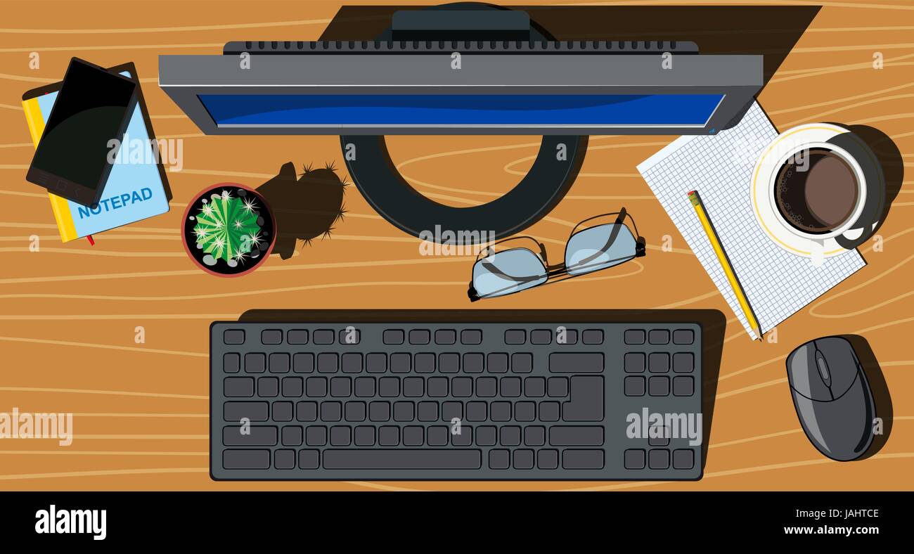 Top view workplace copy Stock Vector Images - Alamy