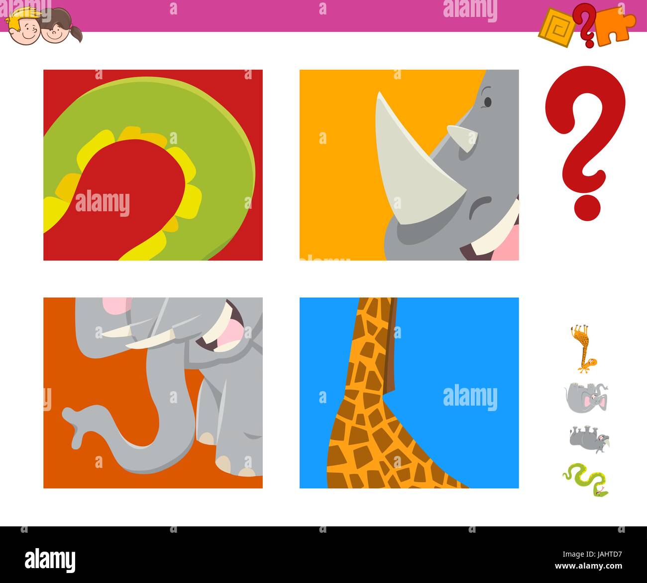 Cartoon Illustration of Educational Game of Guessing Animals for ...