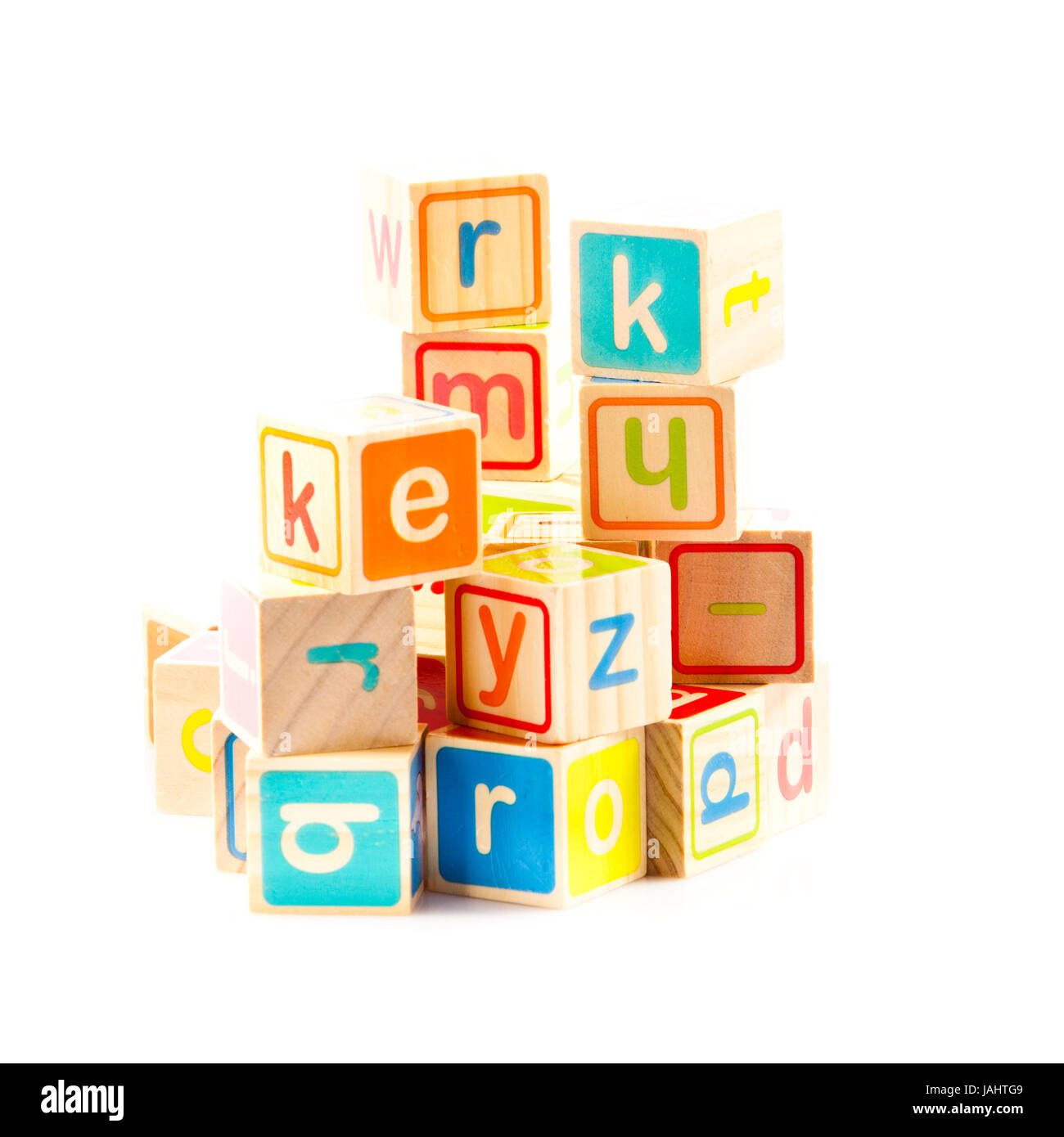 wooden toy cubes with letters. Wooden alphabet blocks Stock Photo - Alamy