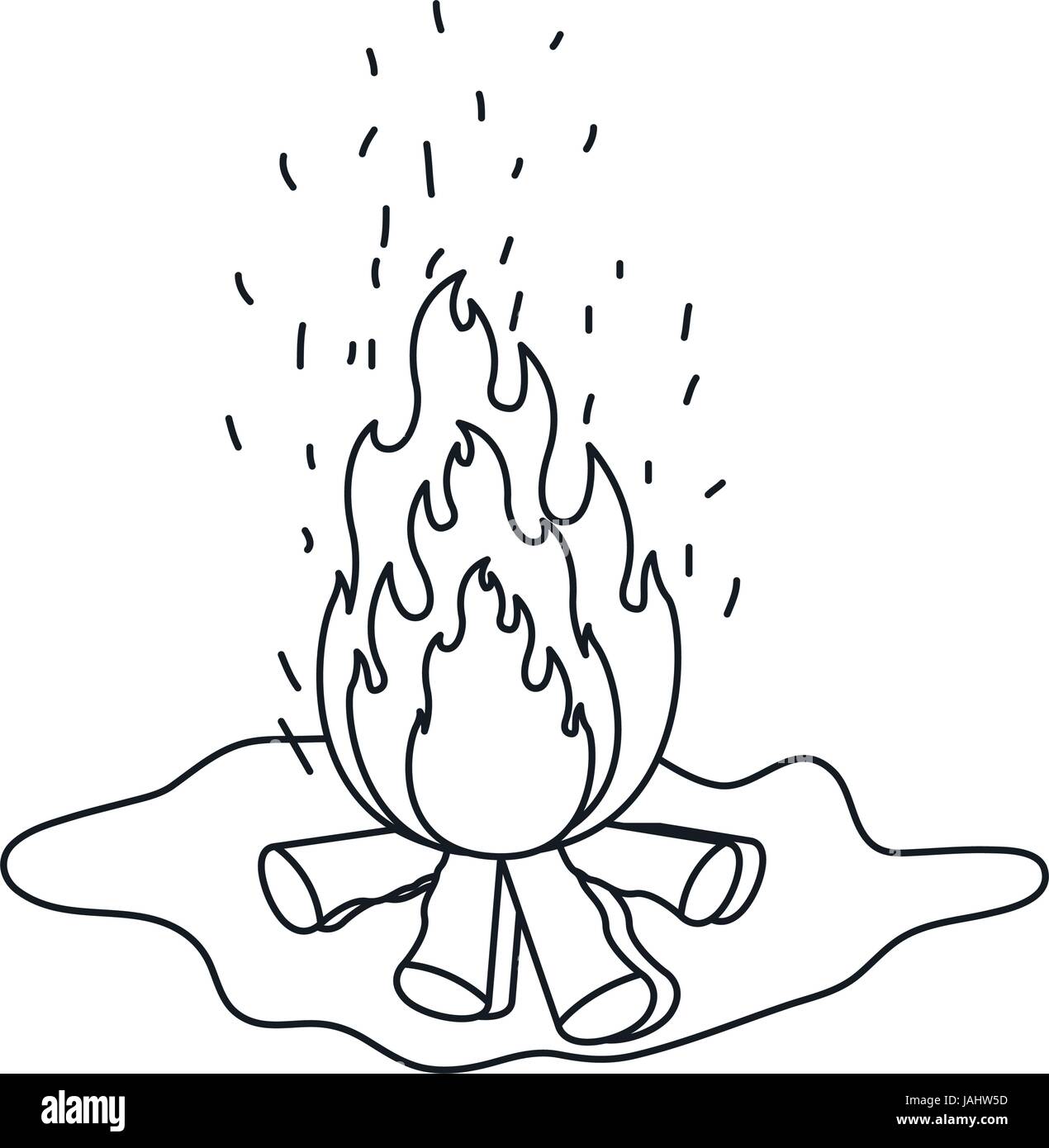 monochrome silhouette of wood fire in floor Stock Vector Image & Art ...