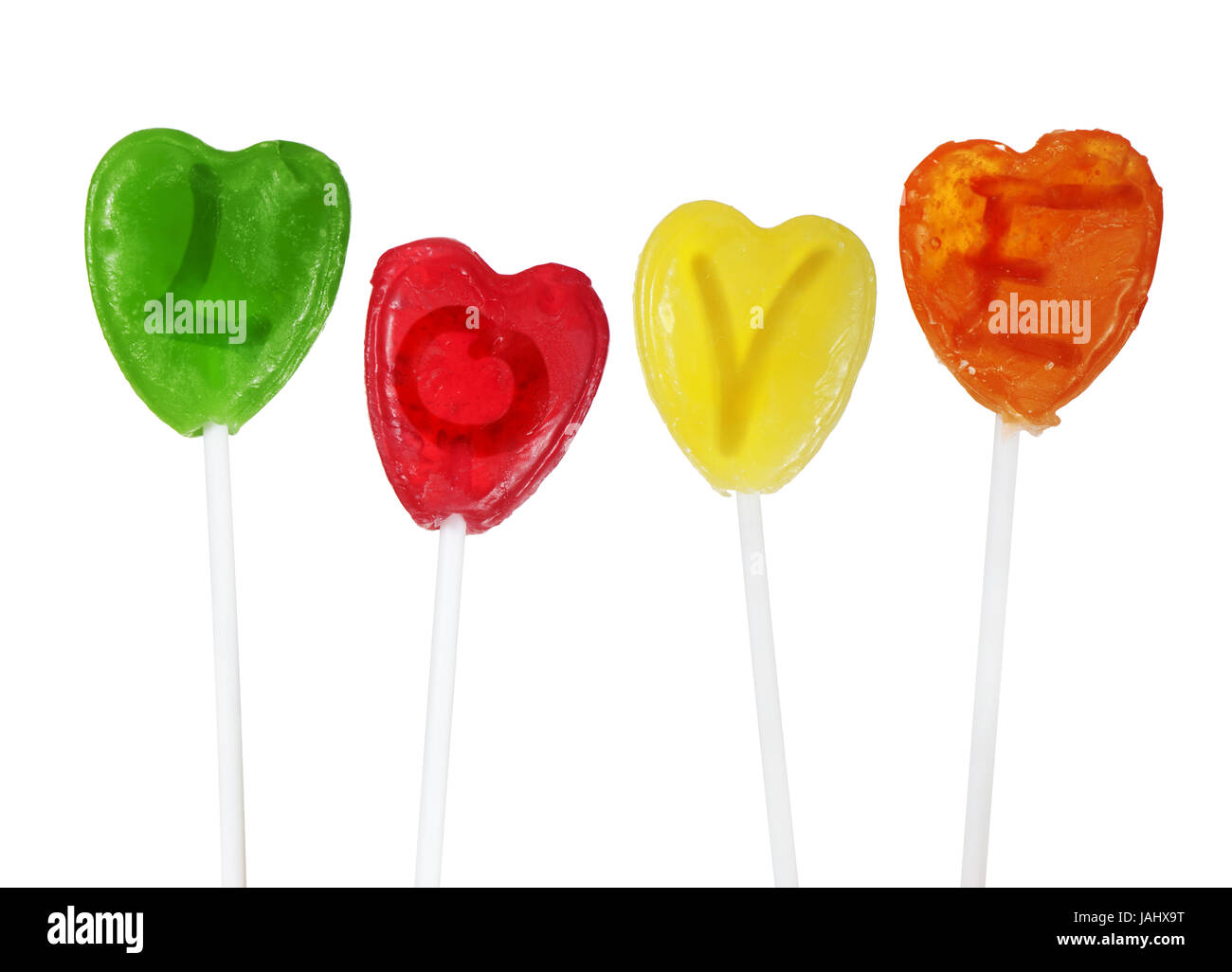 colorful lollipop shaped heart, isolated on white Stock Photo - Alamy