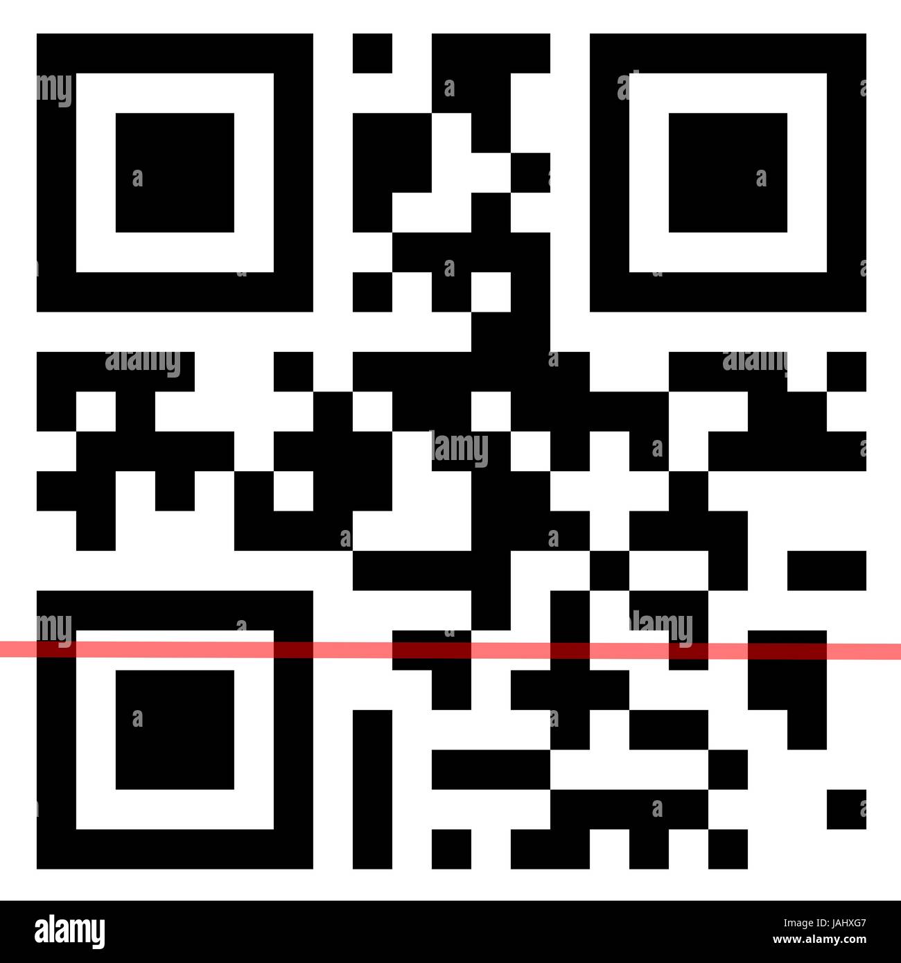 QR Code with scanning red line Stock Photo - Alamy