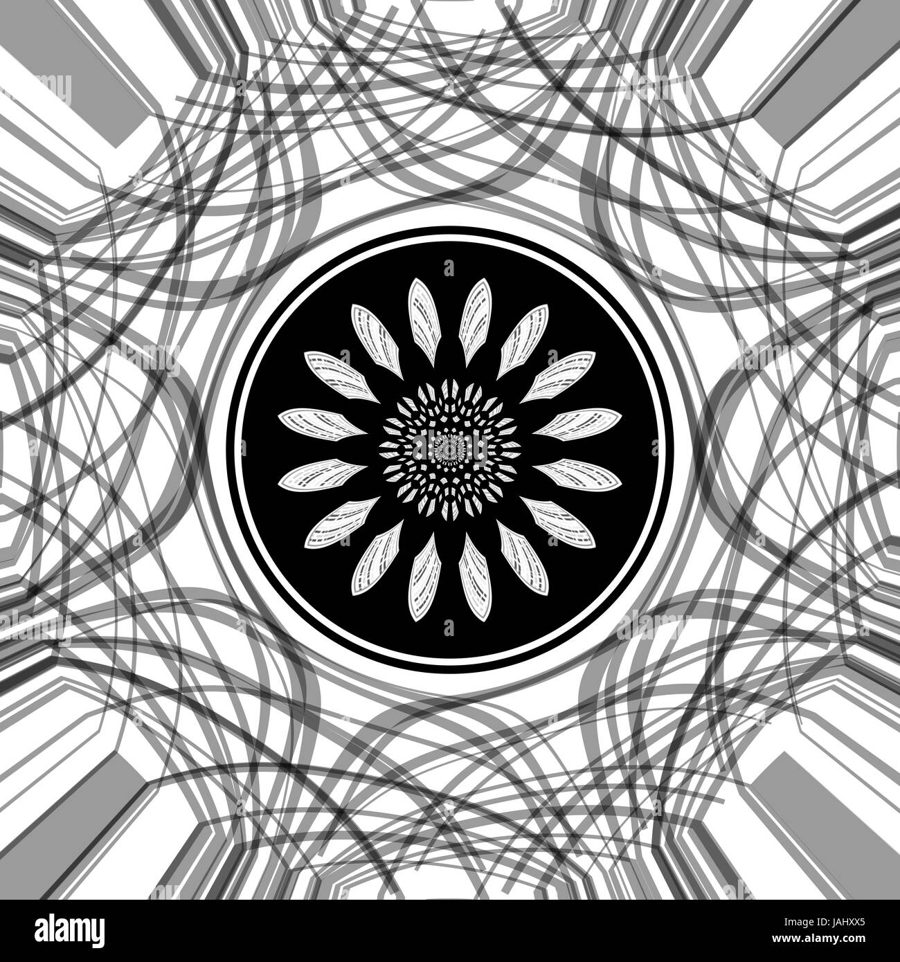 Abstract geometric digital art in black and white Stock Photo - Alamy