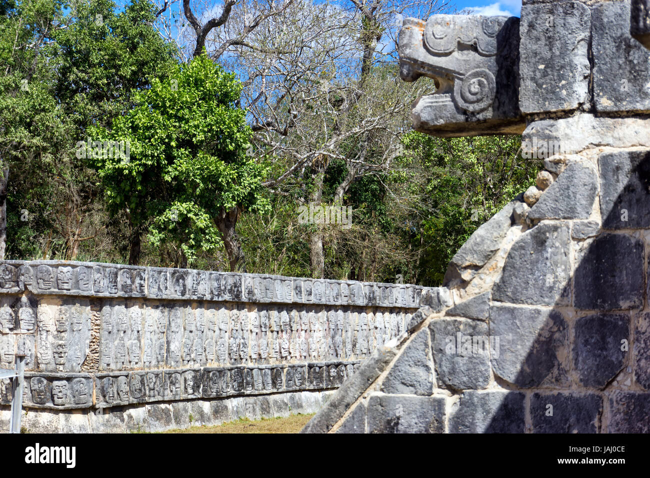 Platform of the skulls in the ancient Mayan city of Chichen Itza in ...