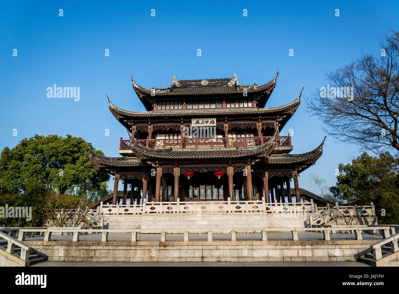 Garden pavilion, Pan Gate or Panmen Scenic Area, Suzhou, Jiangsu ...