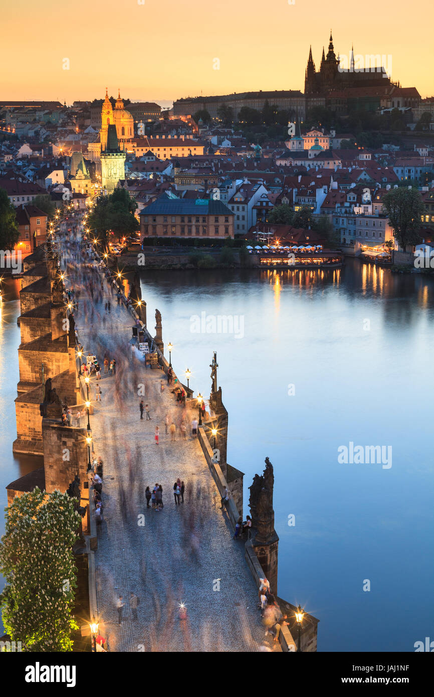 View of Vltava river with Charles bridge in Prague, Czech republic ...