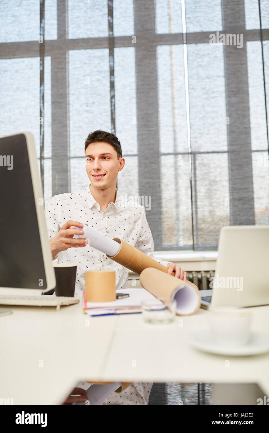 Student or trainee in architectural business apprenticeship Stock Photo ...