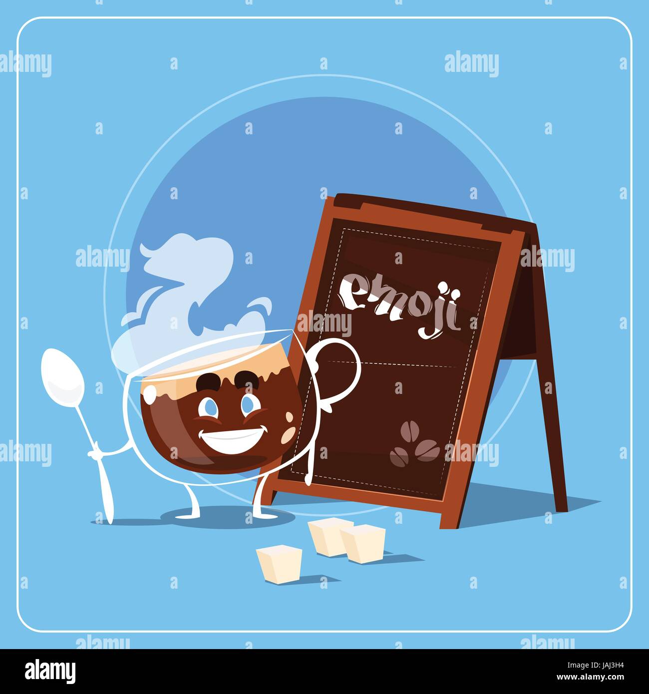 Cartoon Coffee Cup Happy Smiling Face People Emoji Stock Vector Image ...