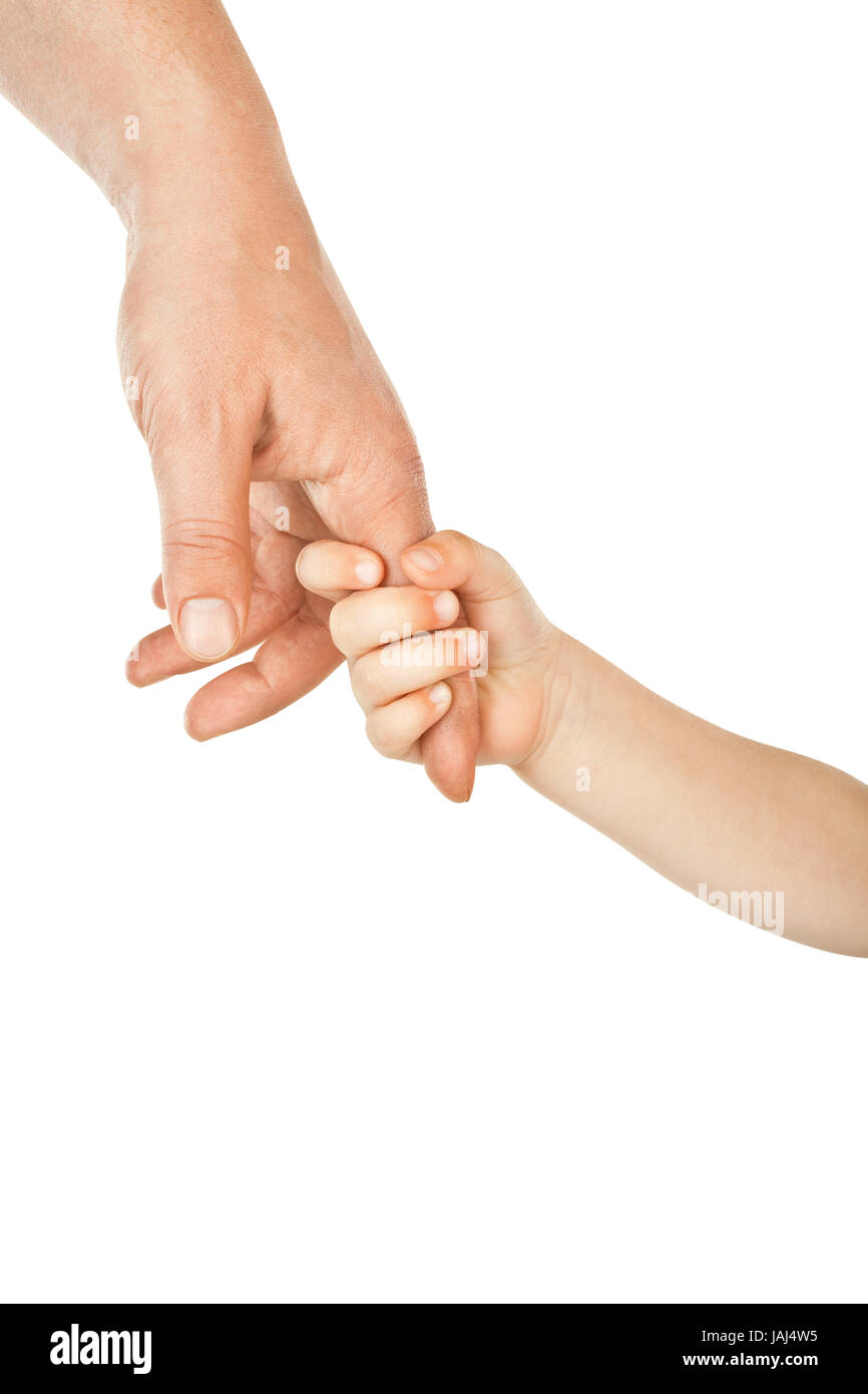 Father giving hand to a child isolated on white background Stock Photo ...
