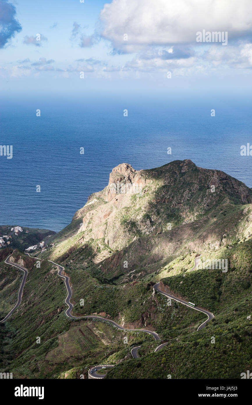 The Anaga Mountains Nature Park, Canary Islands, Rocks, plants, sea and ...