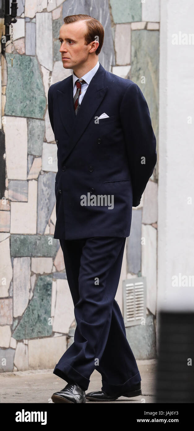 Actors filming a scene for Netflix drama 'The Crown' in London ...