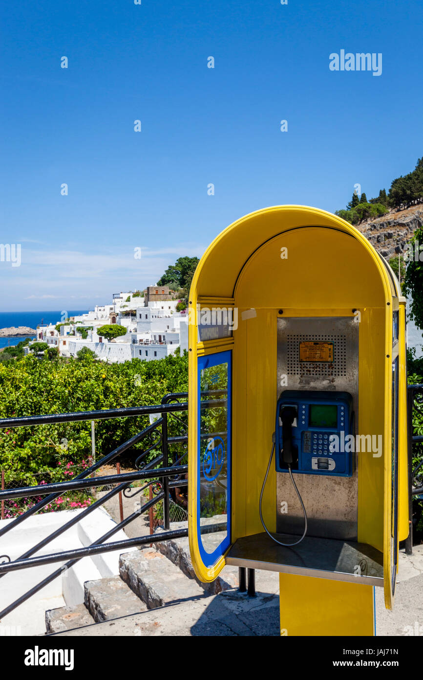Yellow telephone box hi-res stock photography and images - Alamy