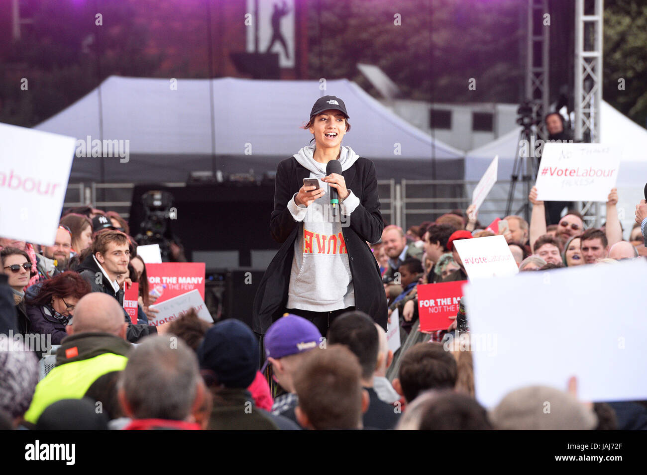 Saffiyah Khan speaking at a Labour rally in Birmingham, ahead of a ...