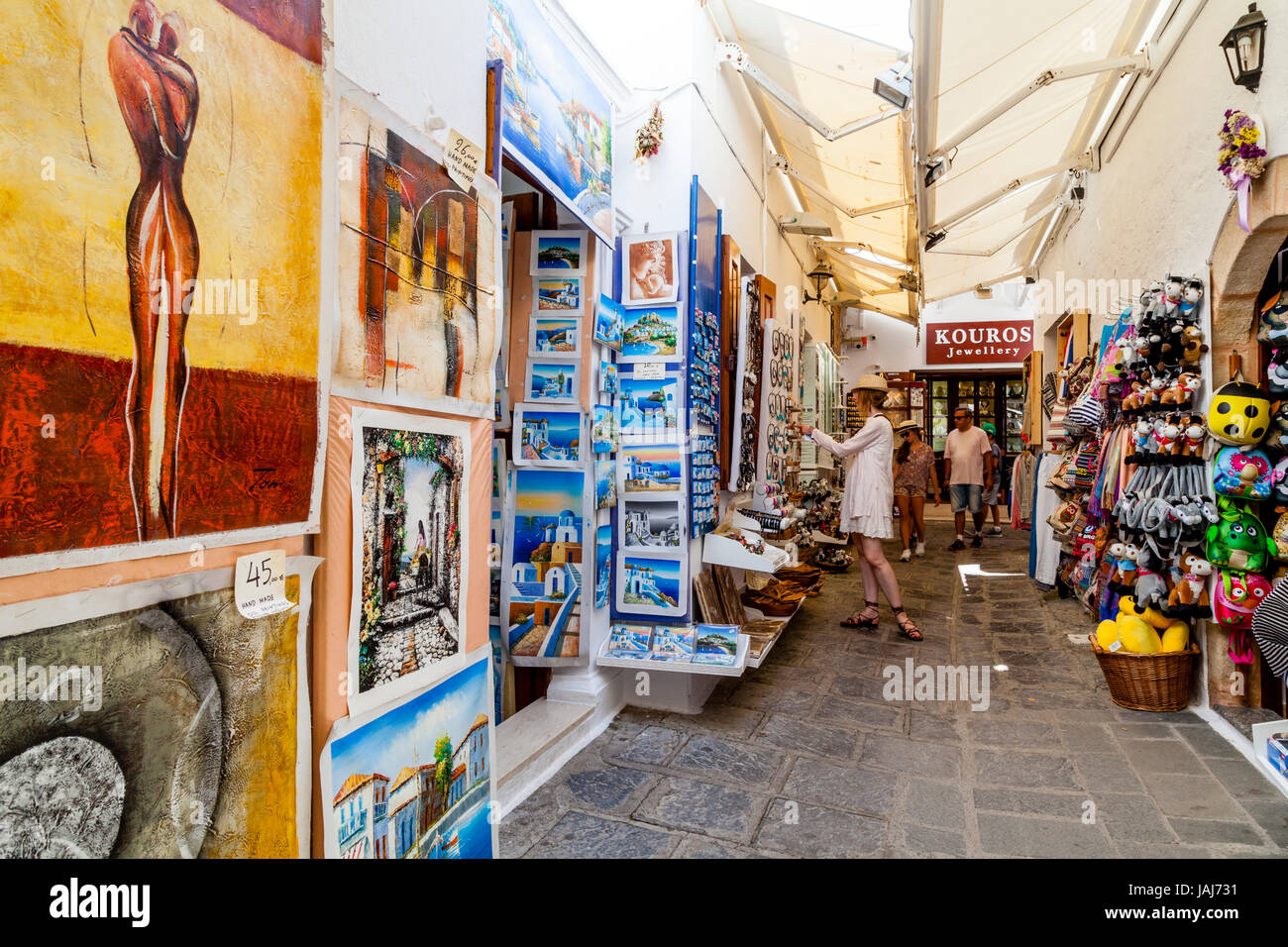 Shops in village lindos greece hi-res stock photography and images - Alamy