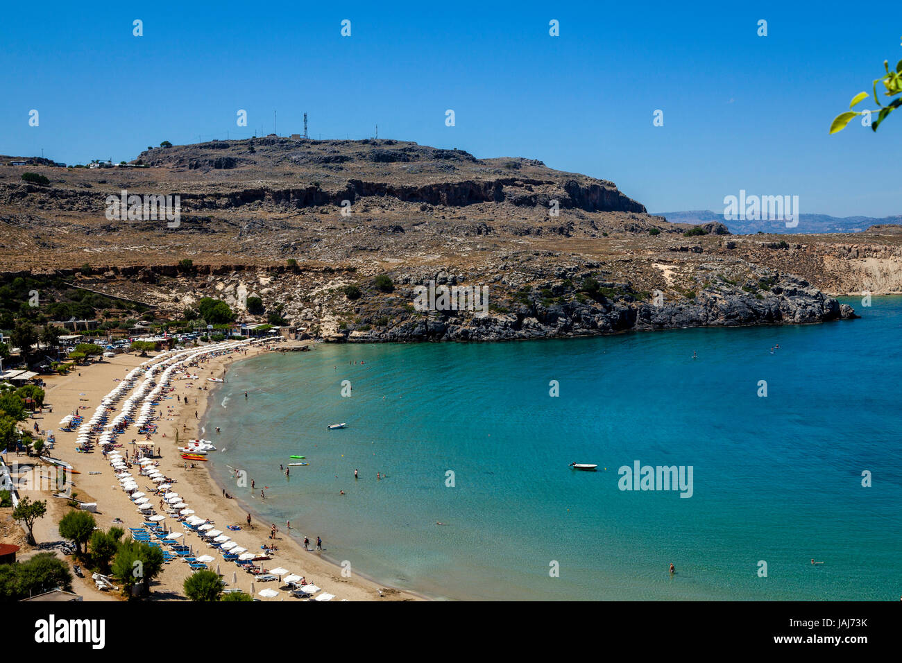 The Beach At Lindos, Rhodes, Greece Stock Photo - Alamy