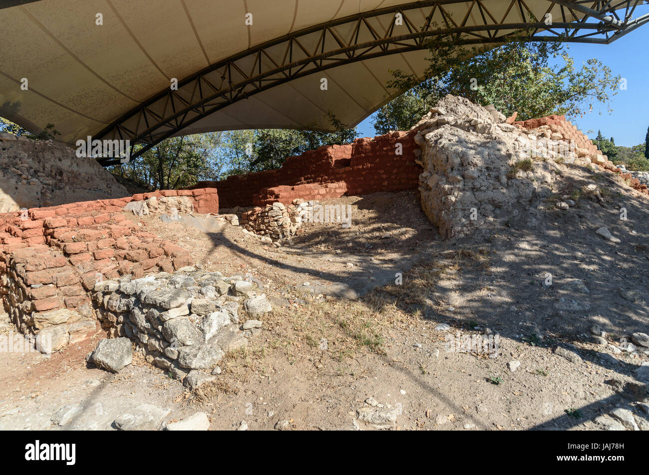 Ruin of Megaron building in ancient city Troy. Canakkale Province ...