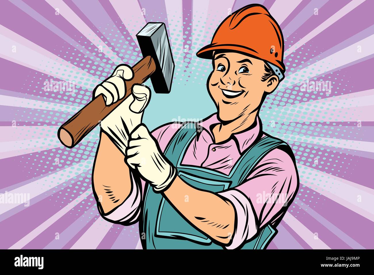 Cartoon illustration construction worker hi-res stock photography and ...