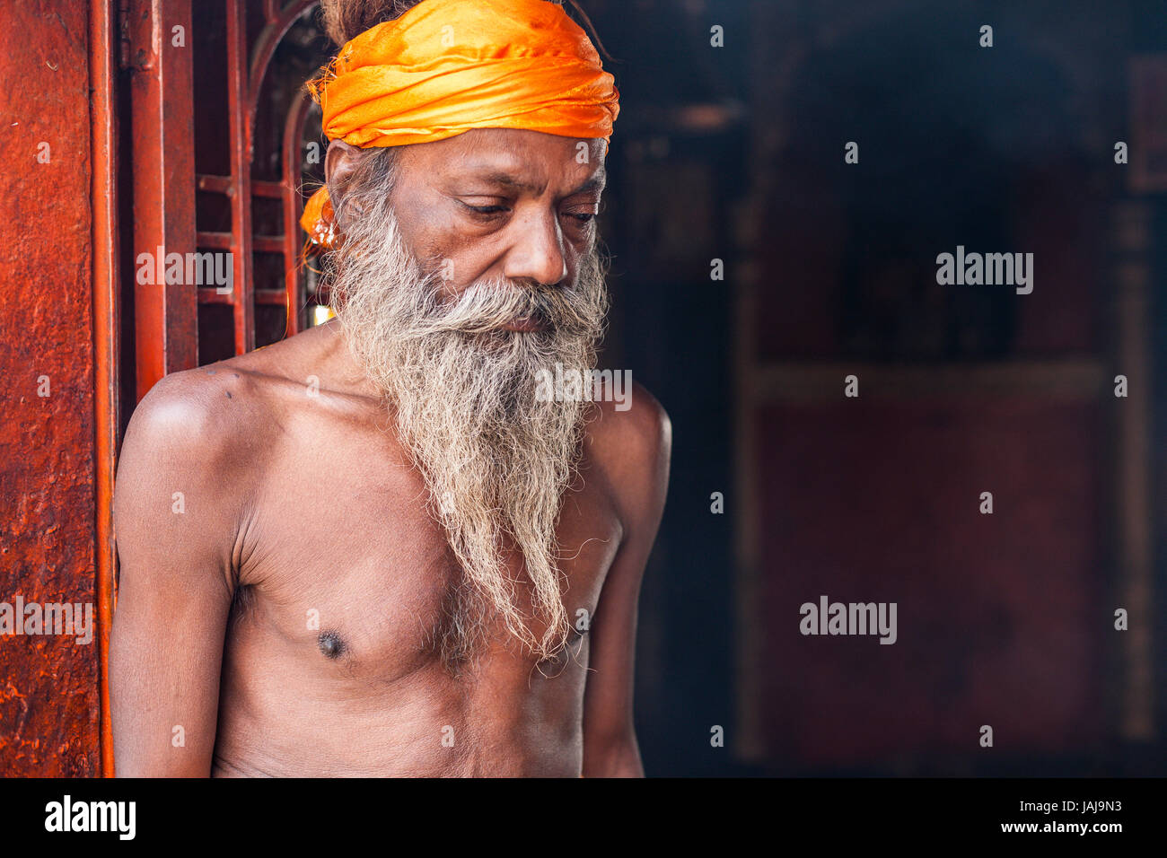 Holy man in Varanasi, Uttar Pradesh, India, Asia Stock Photo - Alamy