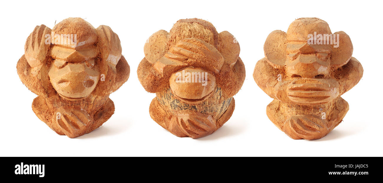 Three wise Monkeys isolated on white Stock Photo - Alamy