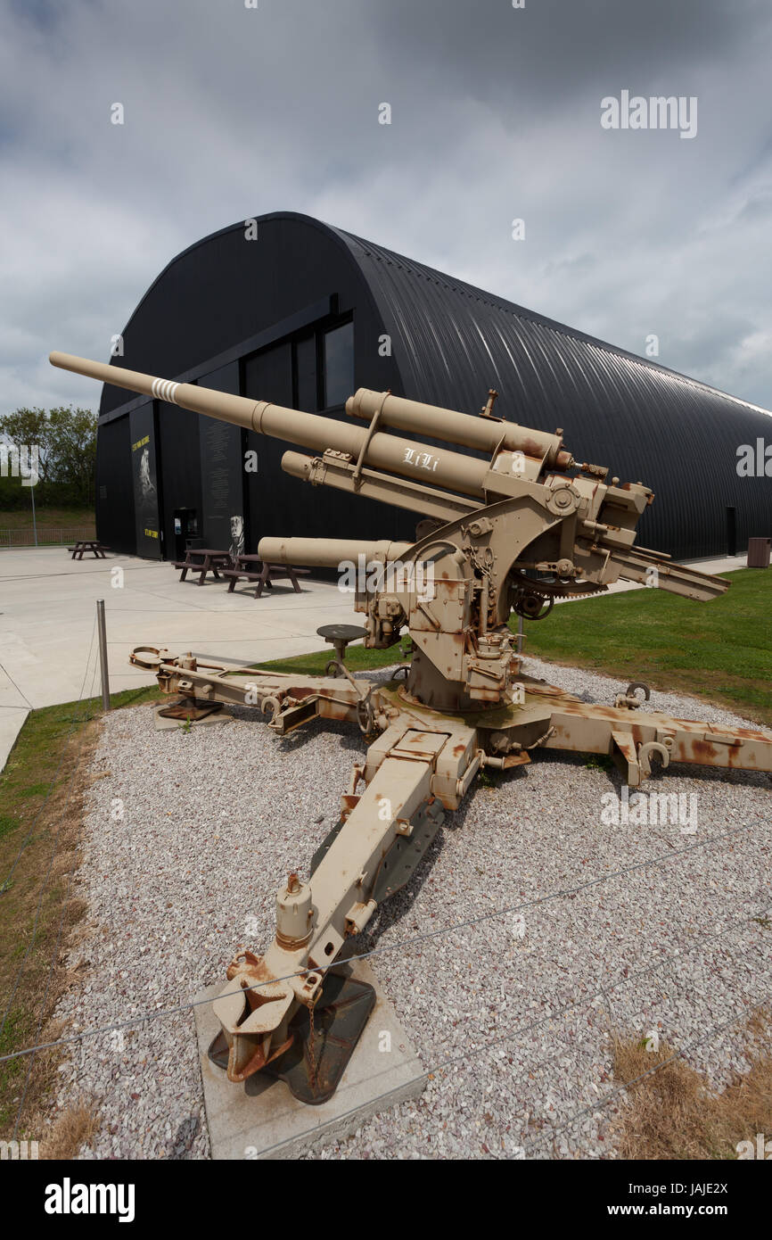 A German 88 mm anti-aircraft gun outside the Dead Man's Corner Museum ...