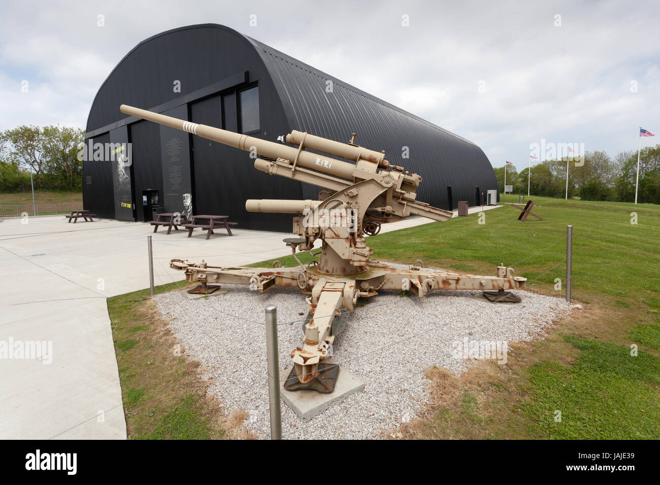 A German 88 mm anti-aircraft gun outside the Dead Man's Corner Museum ...
