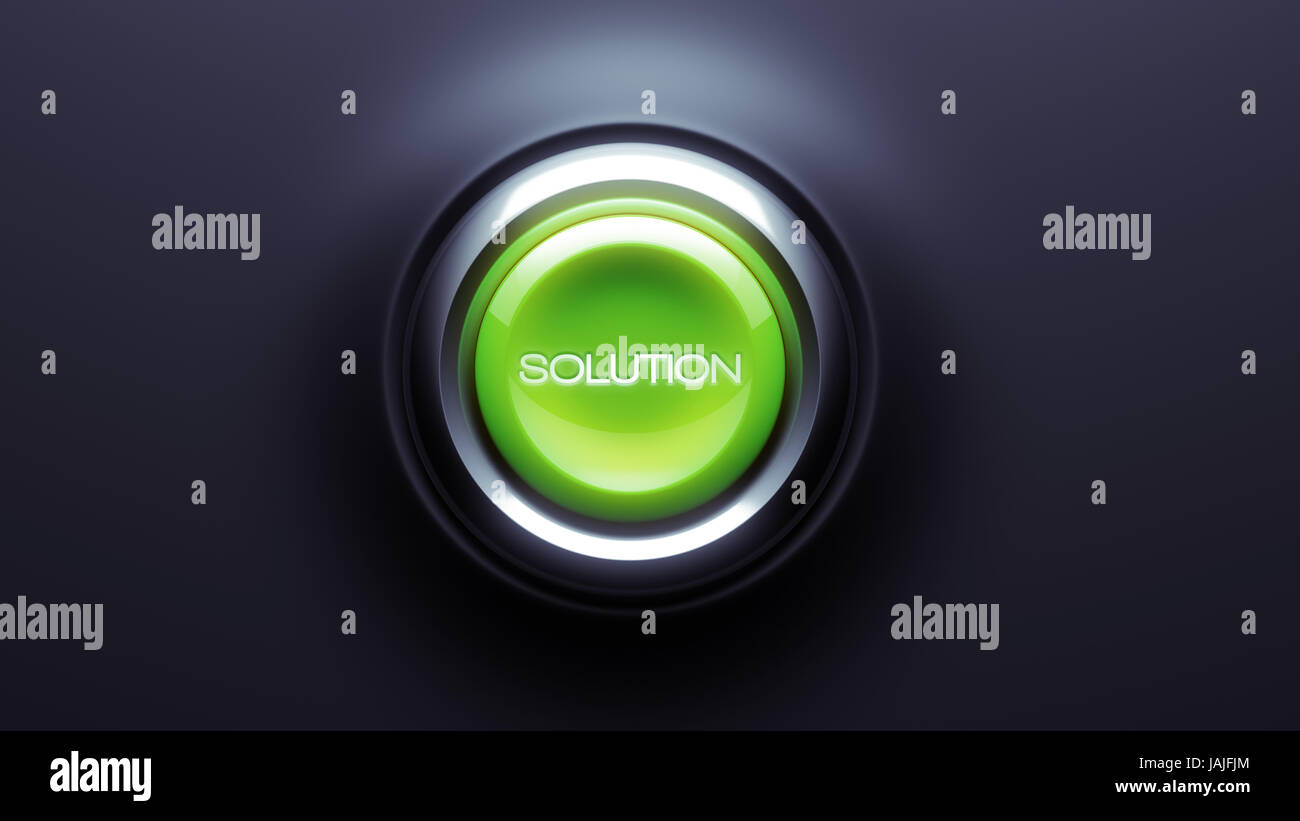 Solution Button isolated on dark background Stock Photo - Alamy