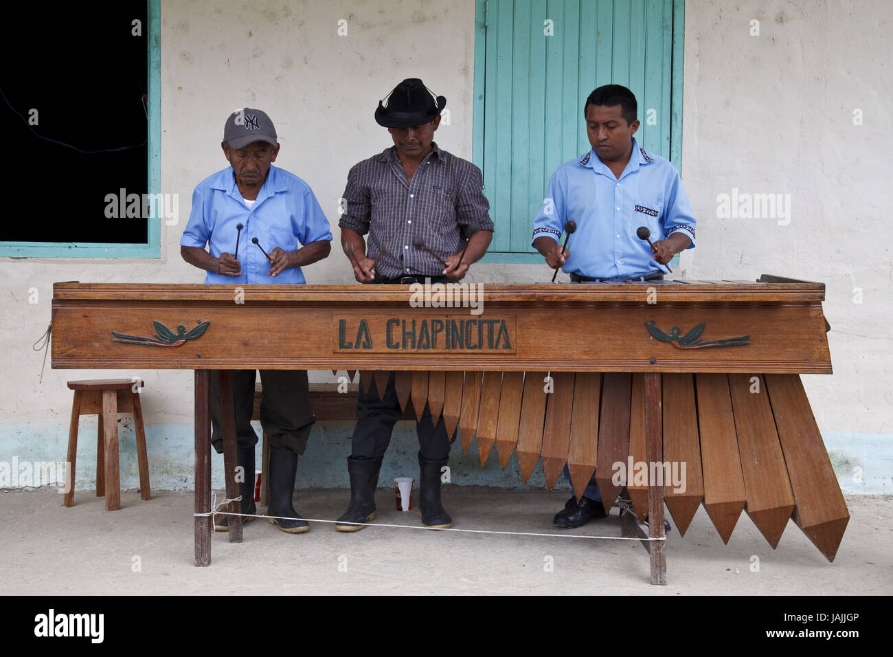 Belize,San Jose,men,Maya,Marimba,to games,no model release Stock Photo ...