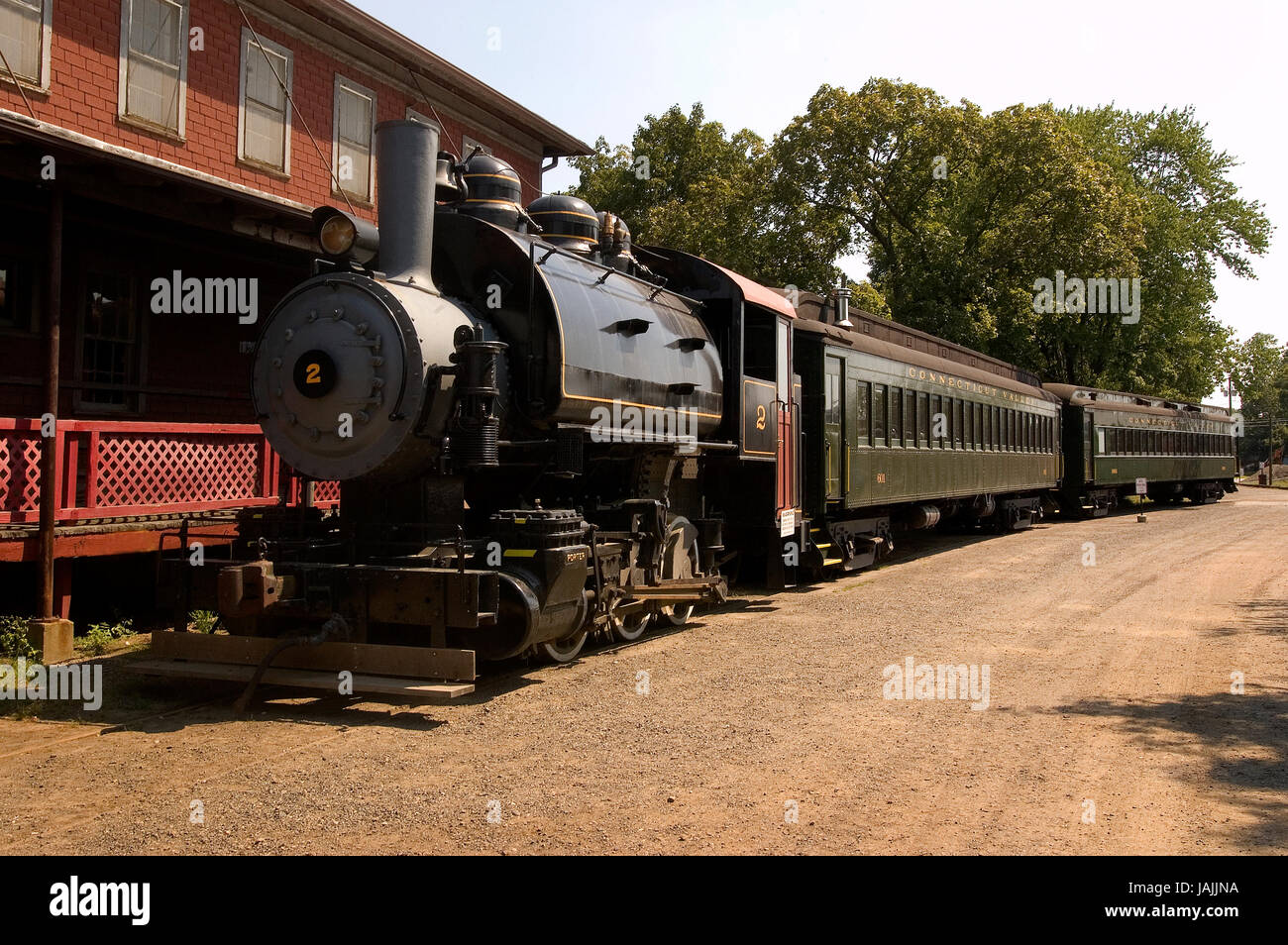 A steam train on display at the Essex Steam Train and Riverboat Museum ...