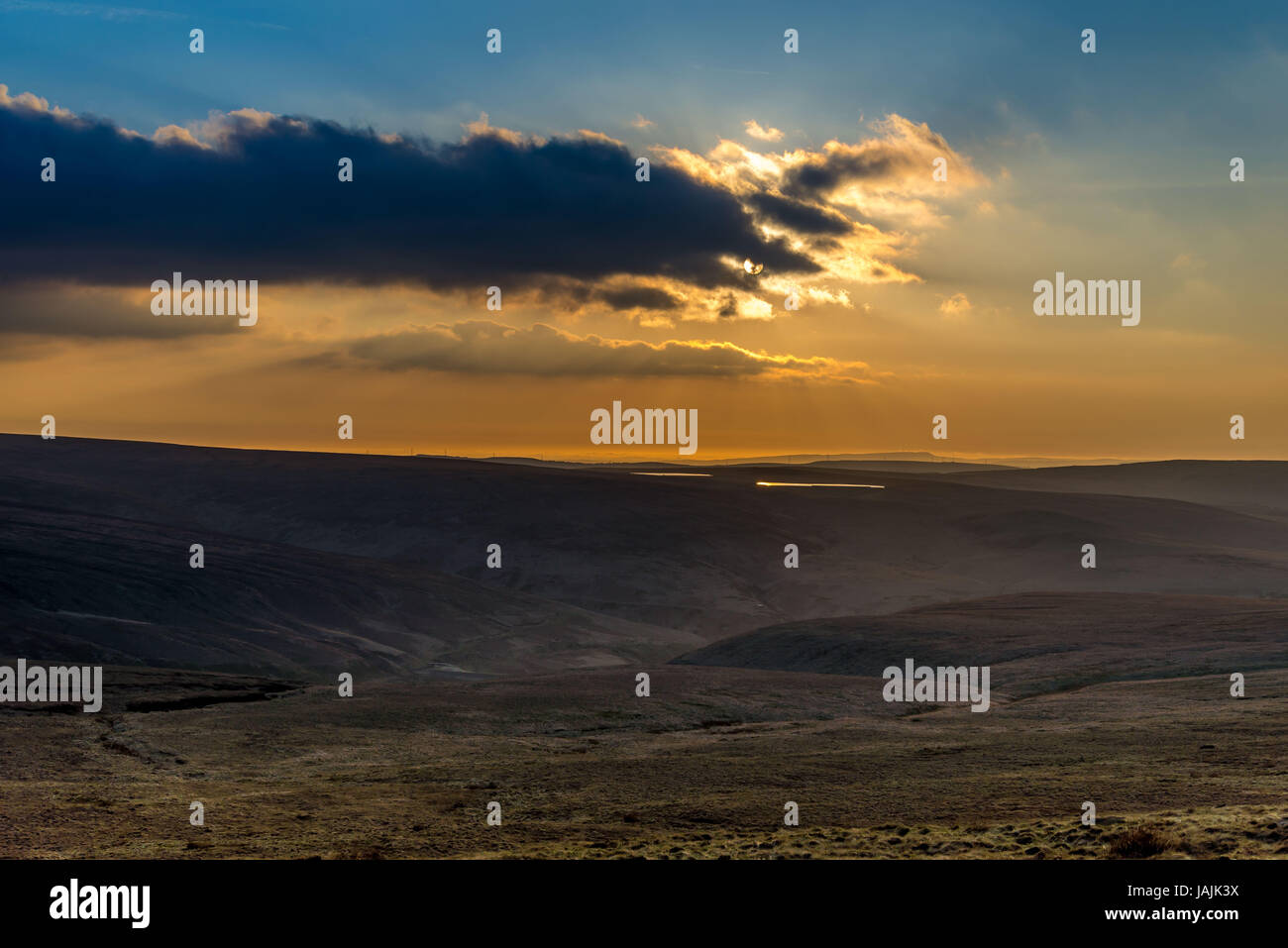View of Saddleworth moors at sunset from West Nab Stock Photo - Alamy