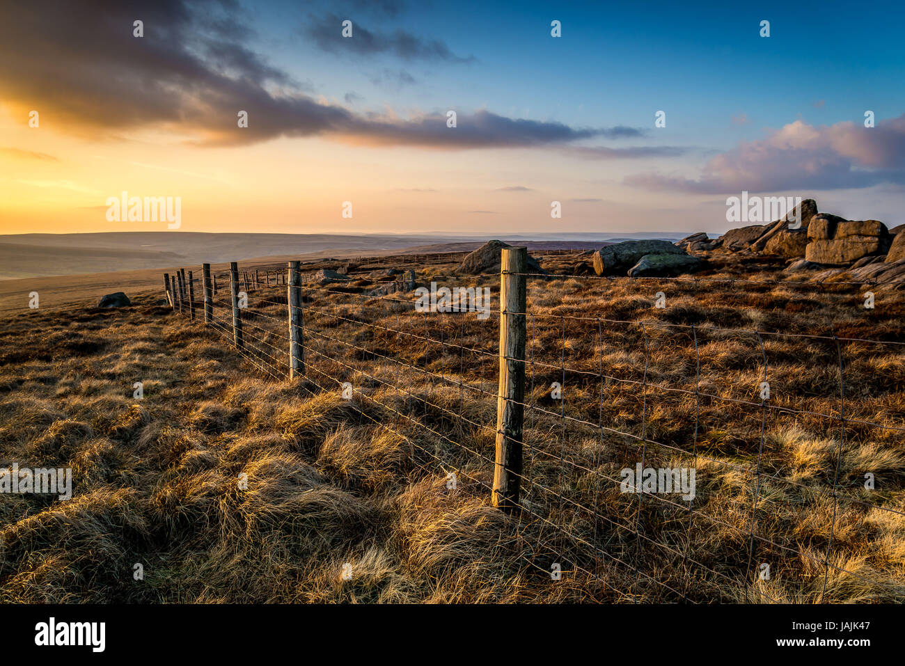 View of Saddleworth moors at sunset from West Nab Stock Photo - Alamy
